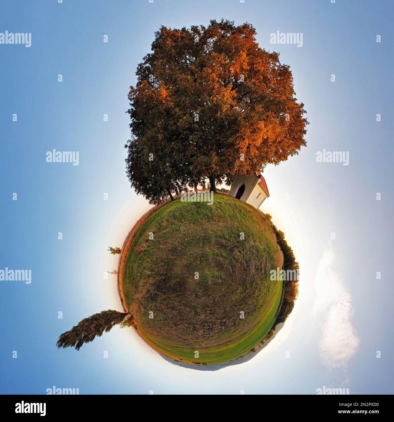 Little planet - Globe at autumn time - 360 degrees panorama Stock Photo ...
