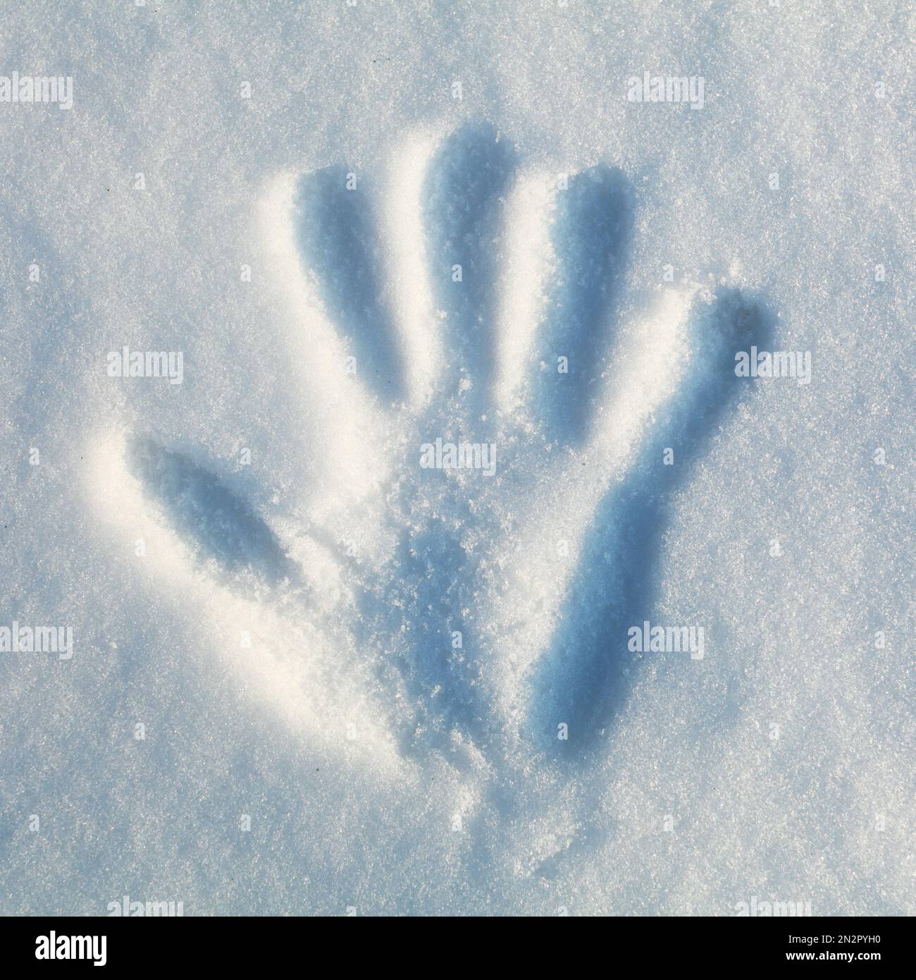 Hand Print in Snow Stock Photo - Alamy