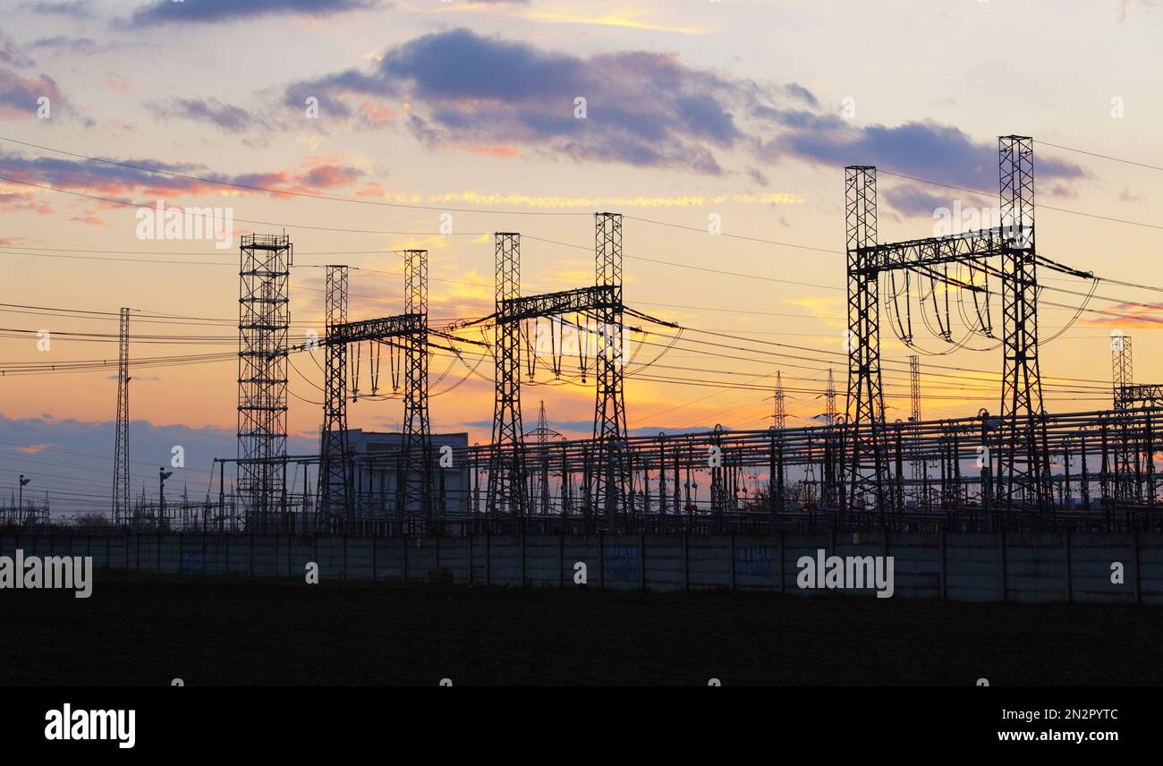 Transformer station at sunrise hi-res stock photography and images - Alamy