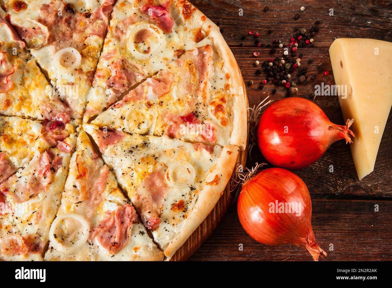 Fresh tasty italian pizza. Fast food background Stock Photo - Alamy