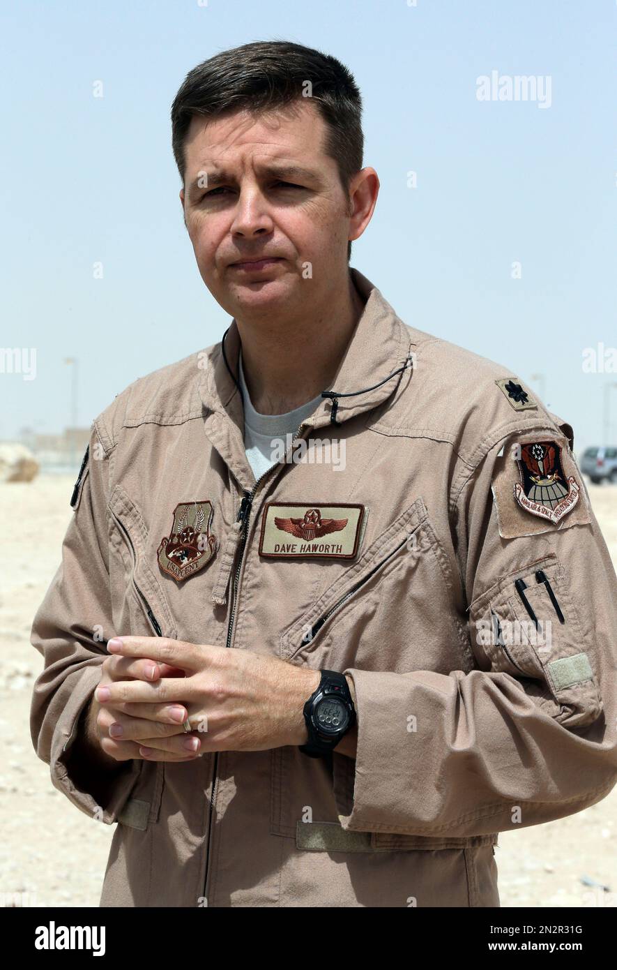 In this photo taken Monday, March 9, 2015, Lt. Col. David Haworth ...
