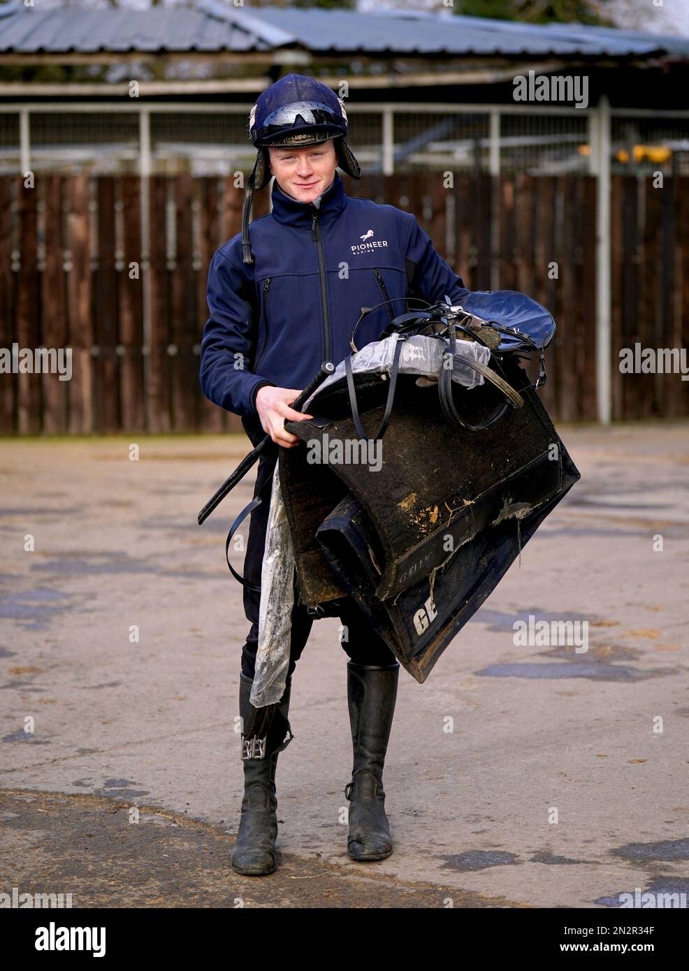 Jockey Sam Ewing during a visit to Gordon Elliott's yard at Longwood in ...