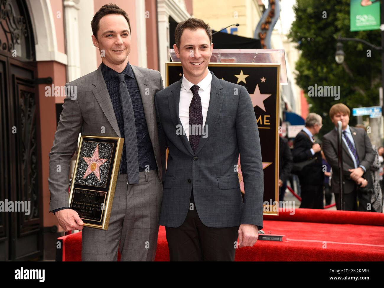 Jim Parsons, left, and partner, Todd Spiewak, as Jim Parsons is honored ...