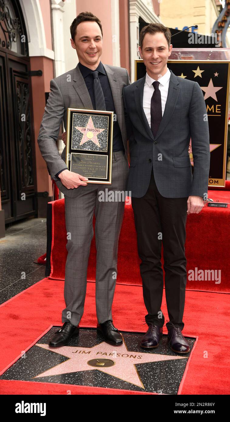Jim Parsons, left, and partner, Todd Spiewak, as Jim Parsons is honored ...