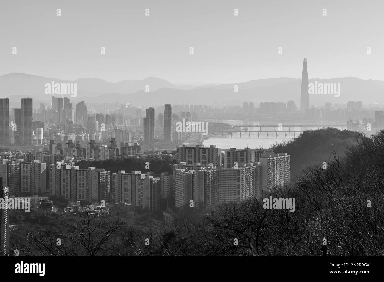 Downtown Seoul South Korea cityscape aerial view from Namsan tower on ...