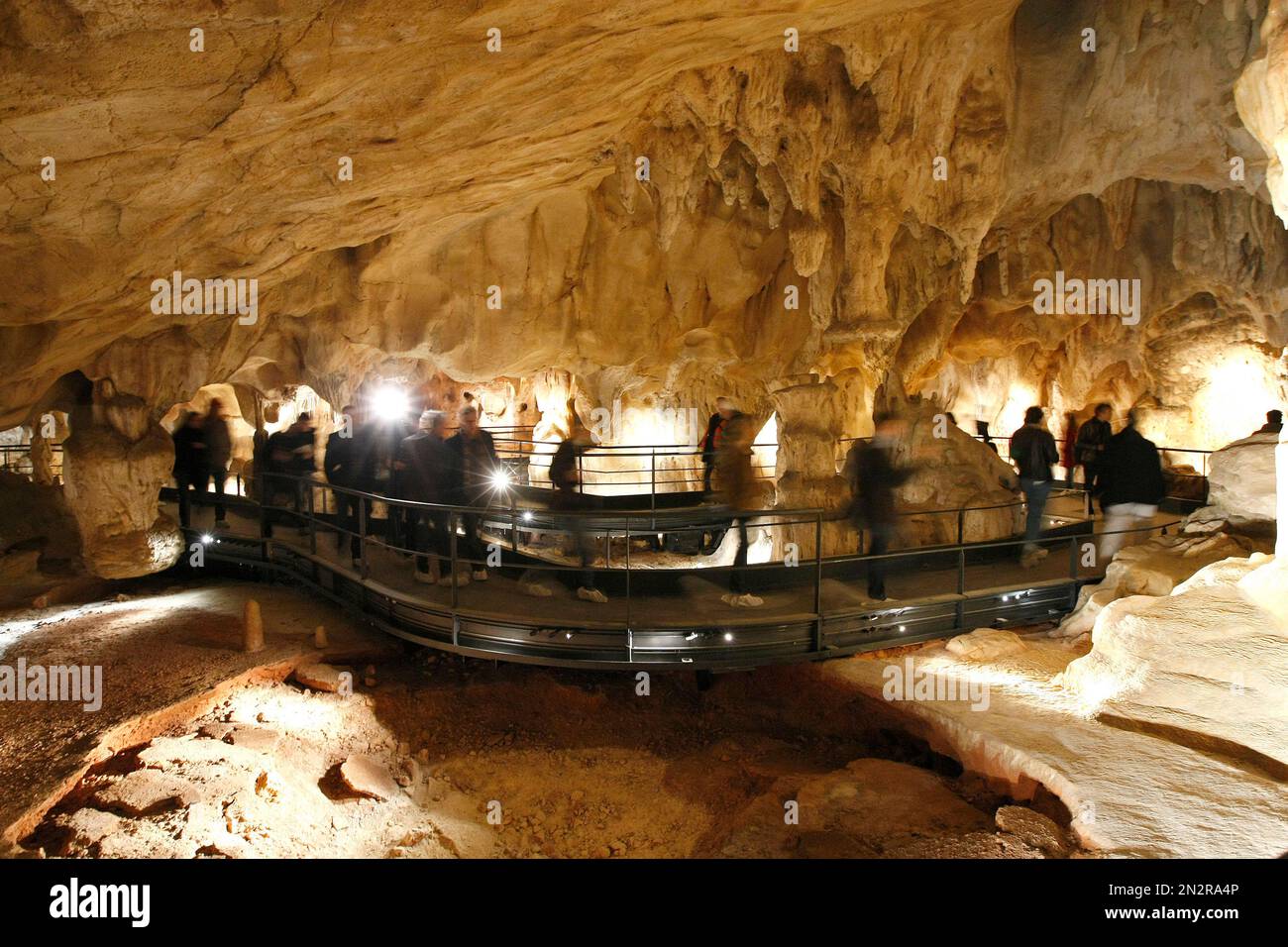 People visit the life size replica of Grotte Chauvet, or Chauvet cave ...
