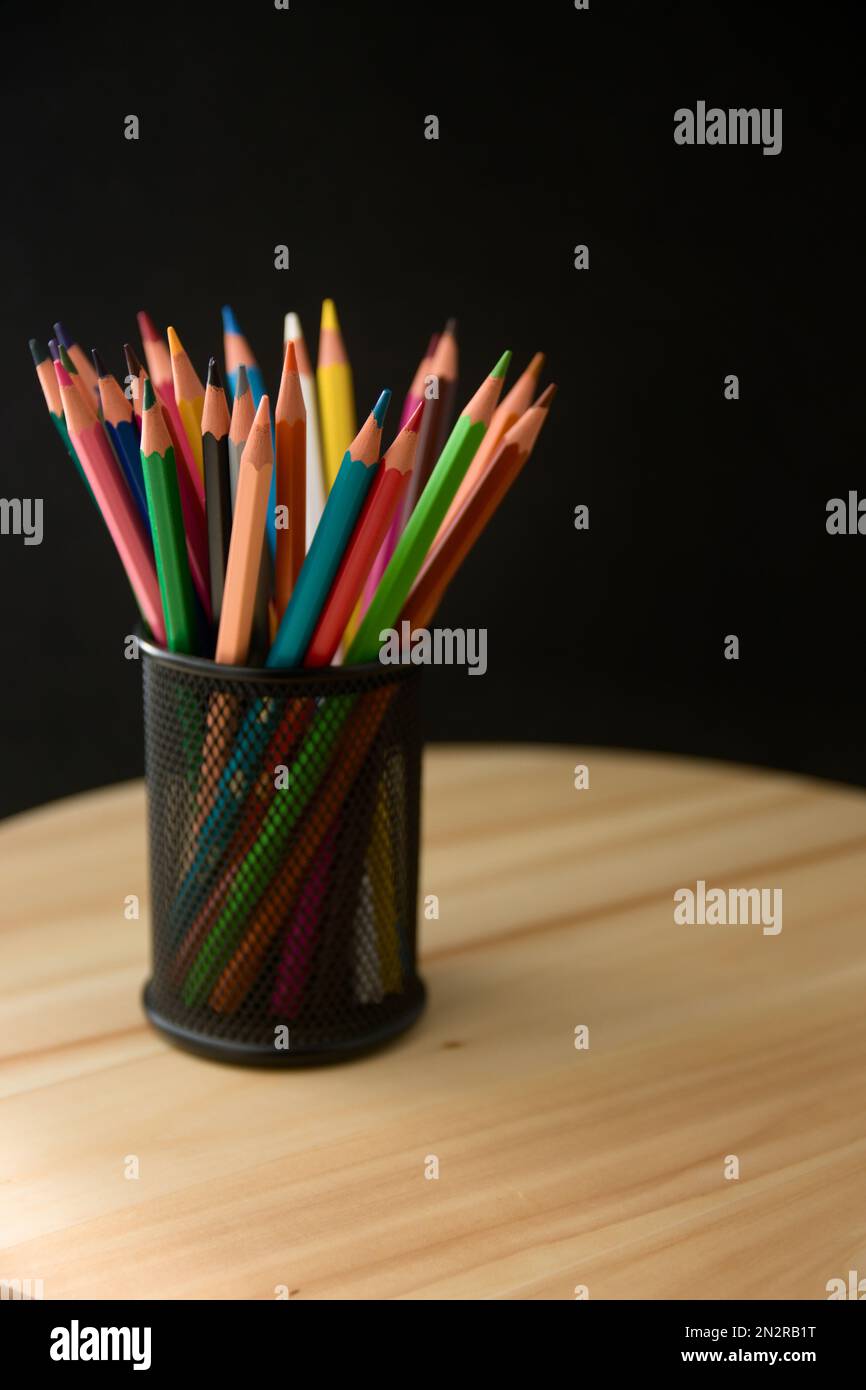 Closeup various colored pencils hi-res stock photography and images - Alamy