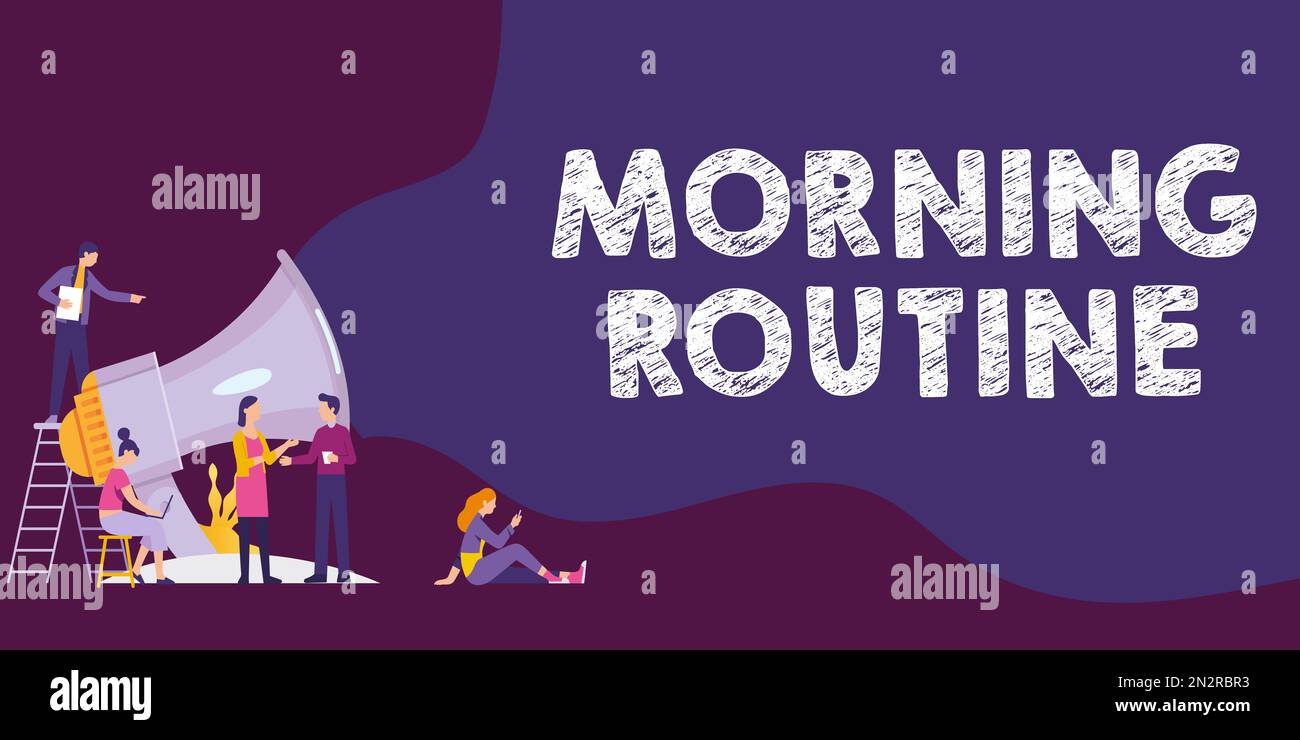 Text showing inspiration Morning Routine, Word for initiation of ...