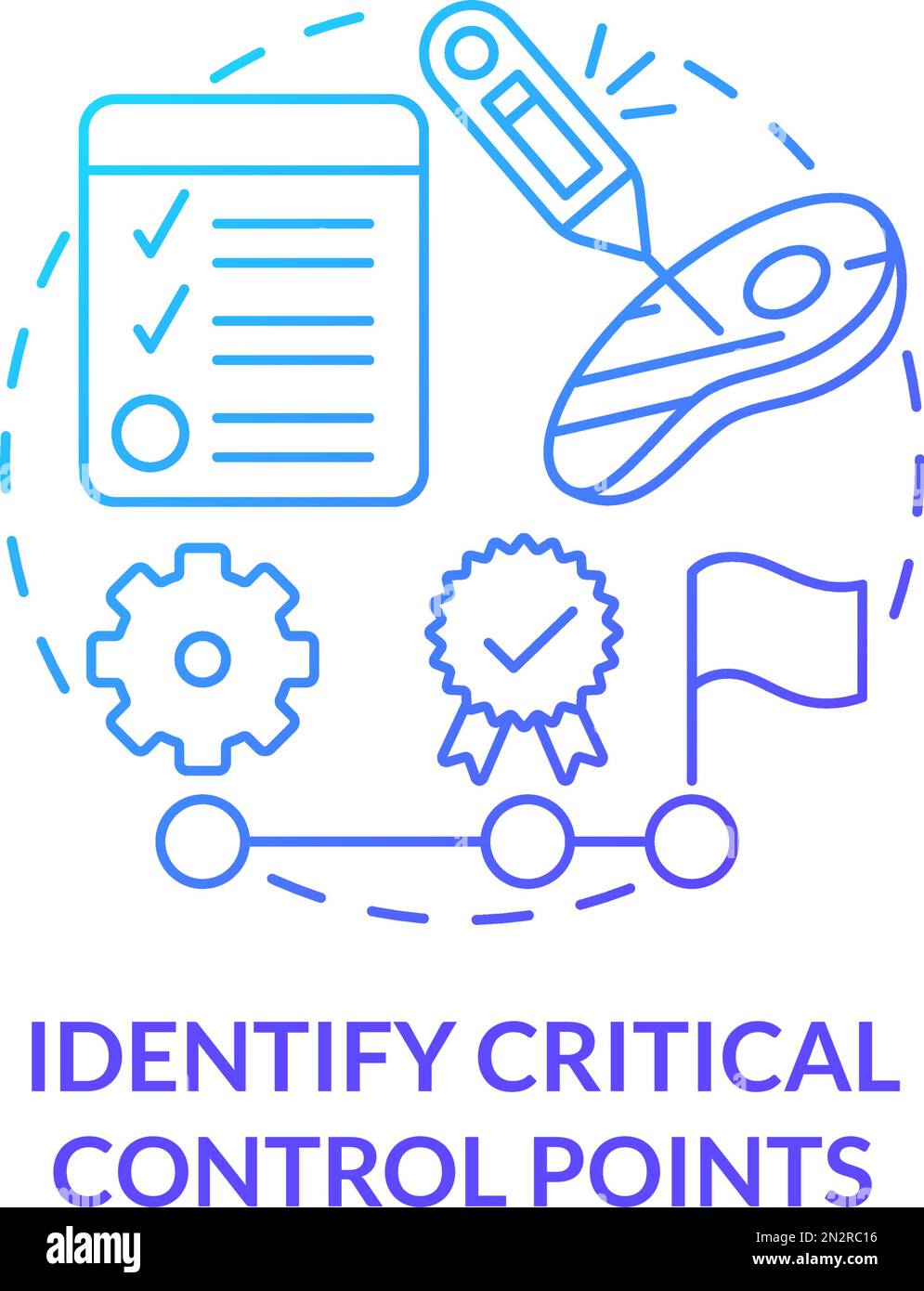 Identify critical control points blue gradient concept icon Stock ...