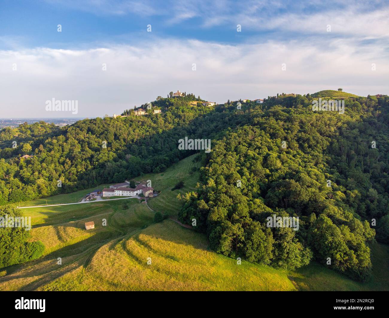 Aerial view of Montevecchia, Regional Park of Montevecchia and the ...