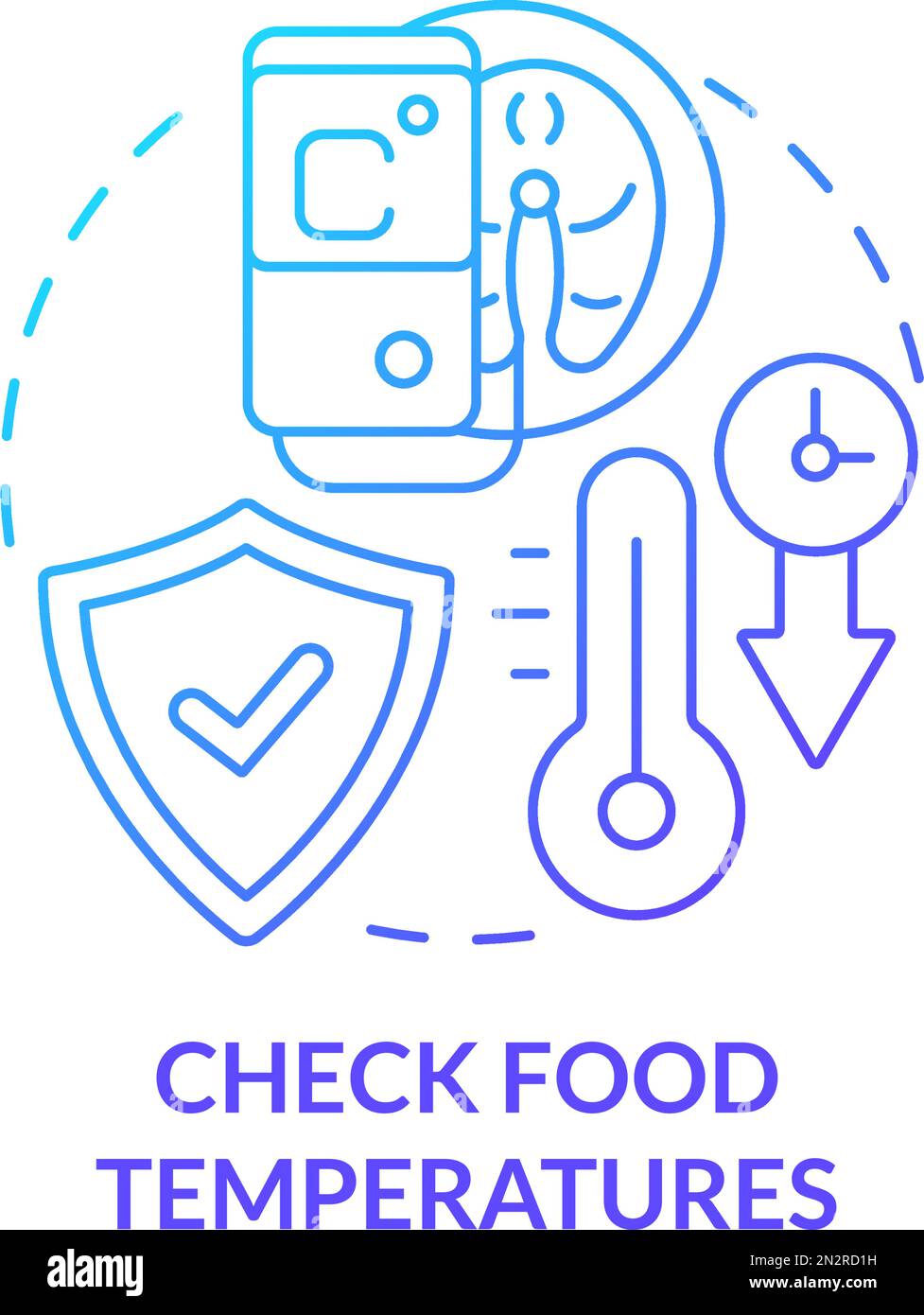 Check food temperatures blue gradient concept icon Stock Vector Image ...