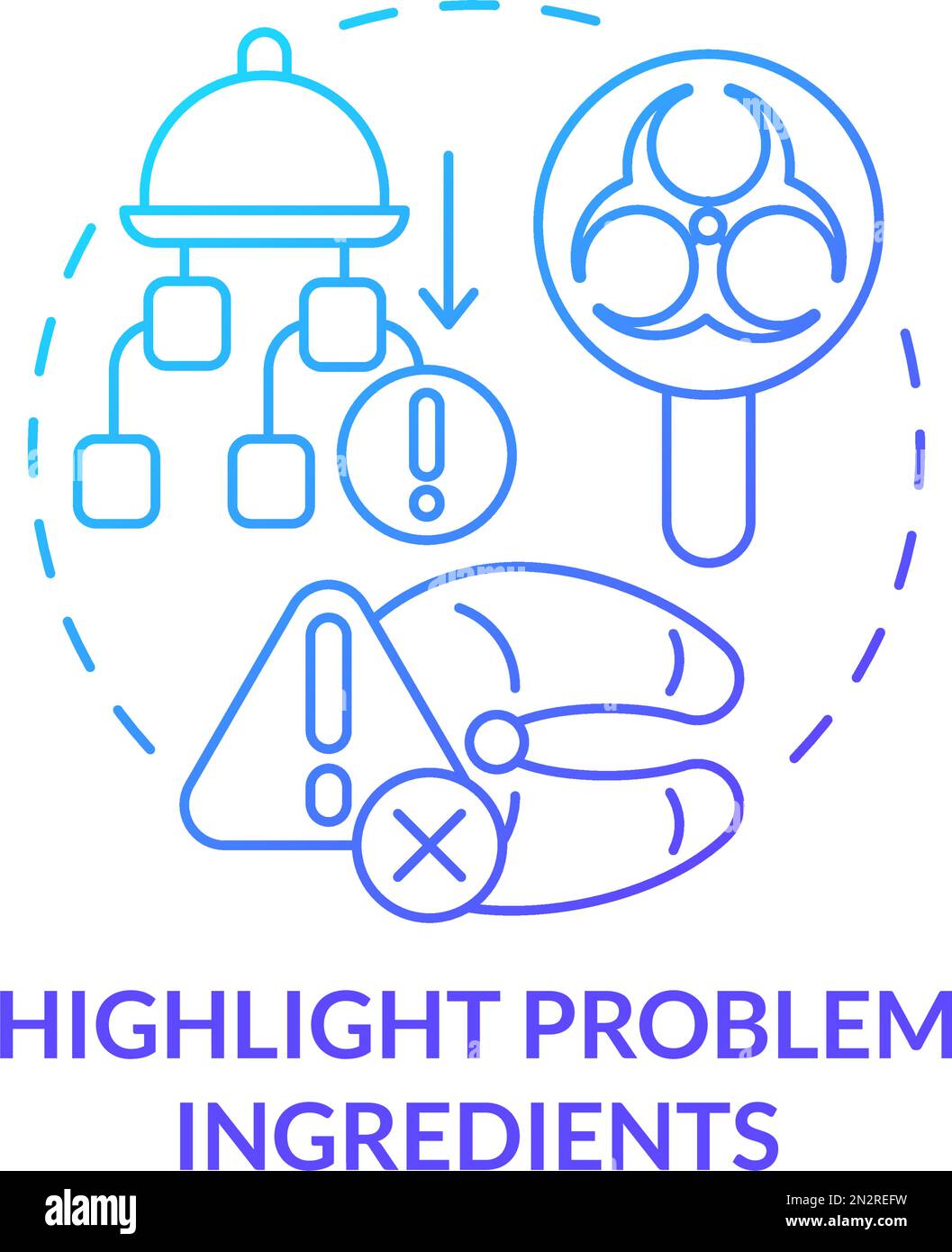 Highlight problem ingredients blue gradient concept icon Stock Vector ...