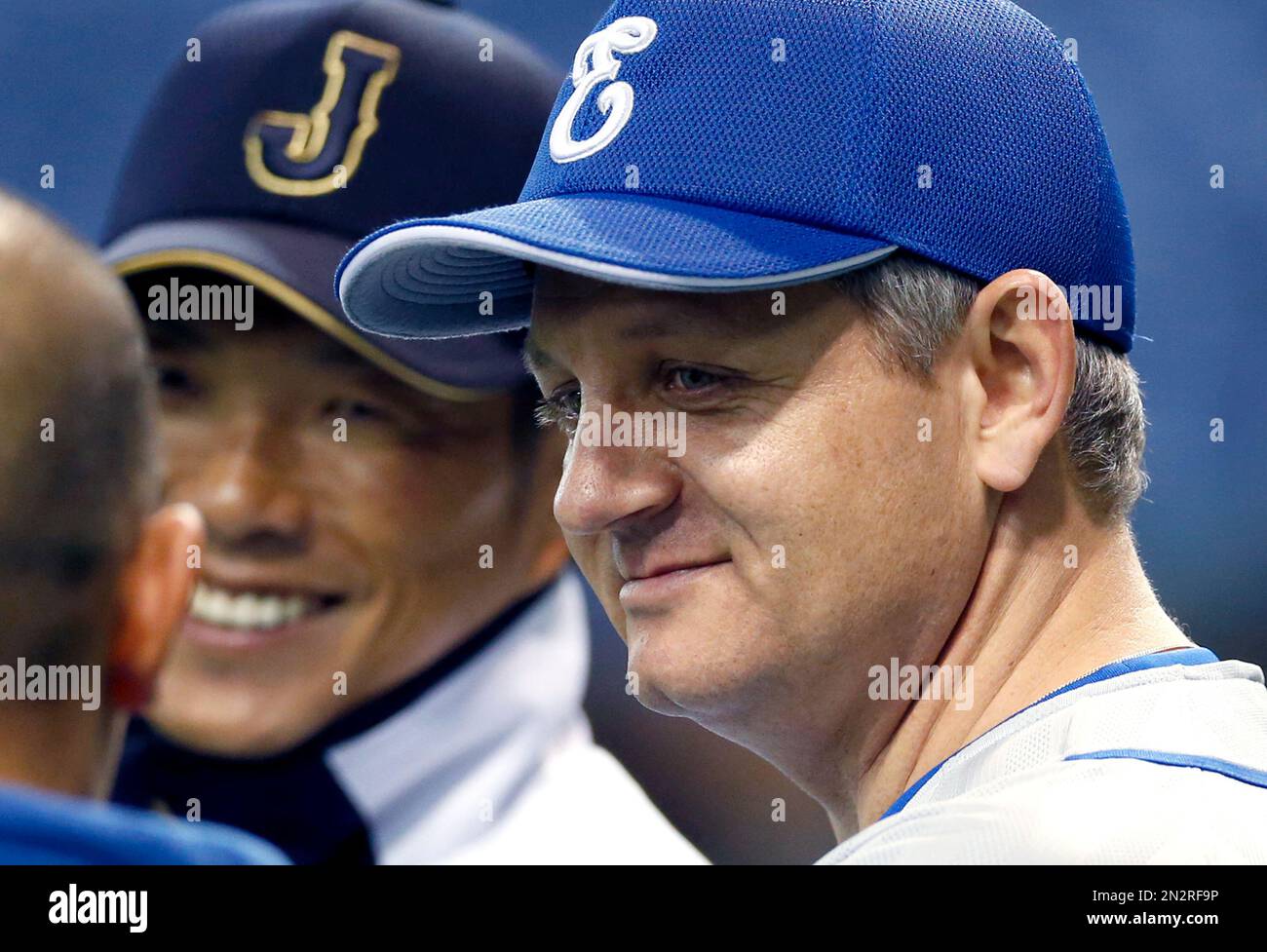 Team Europe manager Steve Janssen of Belgium smiles while talking with ...