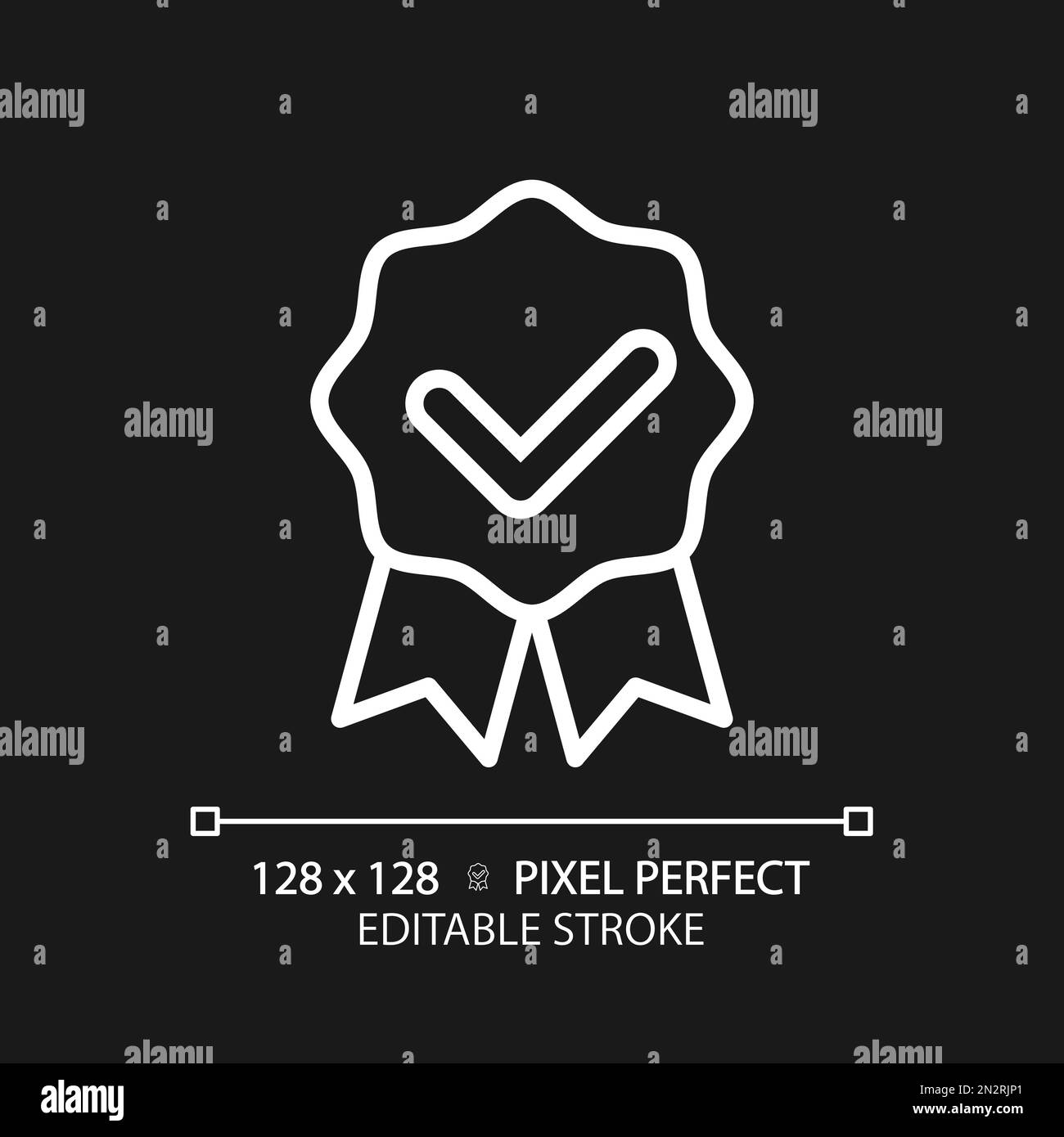 Award badge with check mark pixel perfect white linear icon for dark ...