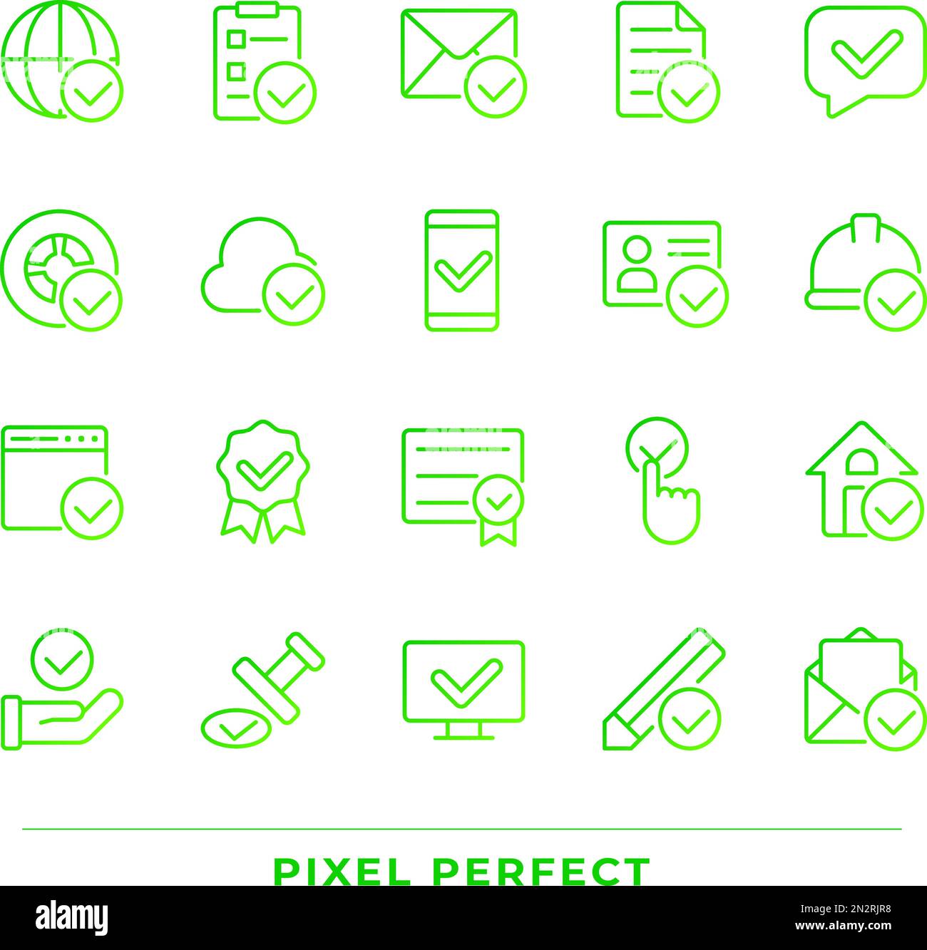 Checkmark pixel perfect gradient linear vector icons set Stock Vector ... Checkmark pixel perfect gradient linear vector icons set Stock Vector ...