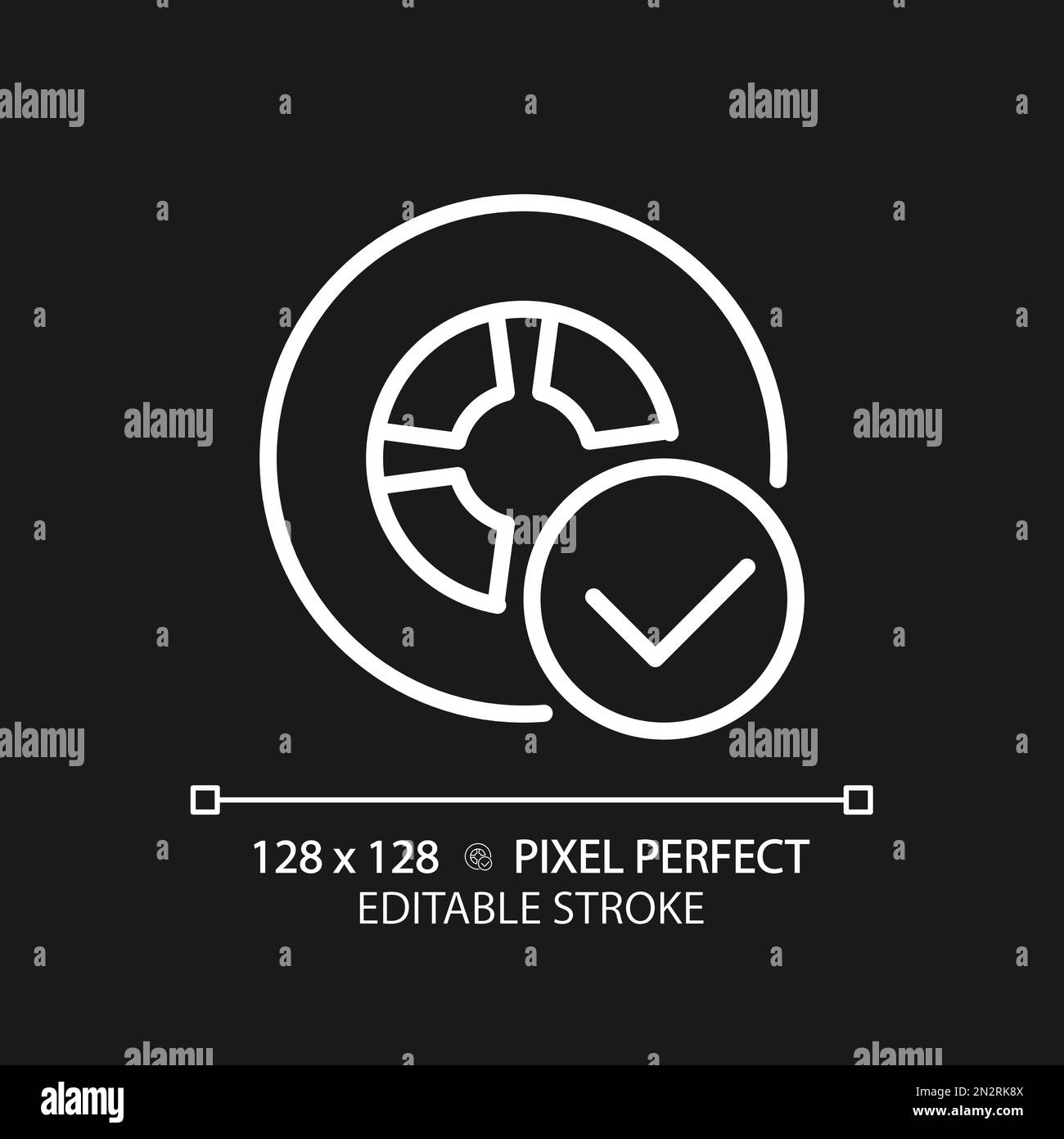 Vehicle tire safety pixel perfect white linear icon for dark theme Stock Vector Image & Art - Alamy