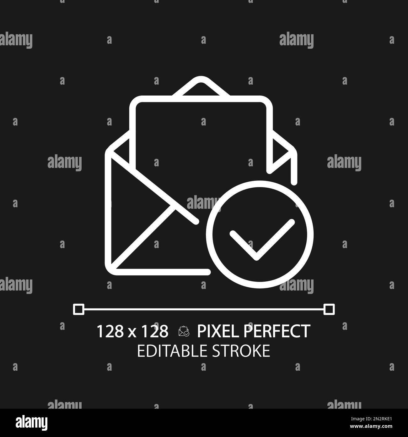 Letter with check mark pixel perfect white linear icon for dark theme Stock Vector Image & Art ...