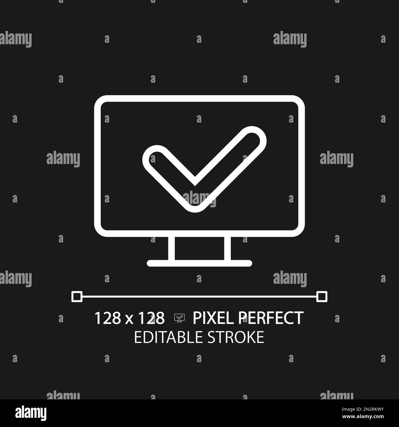 Computer with check mark pixel perfect white linear icon for dark theme Stock Vector Image & Art ...