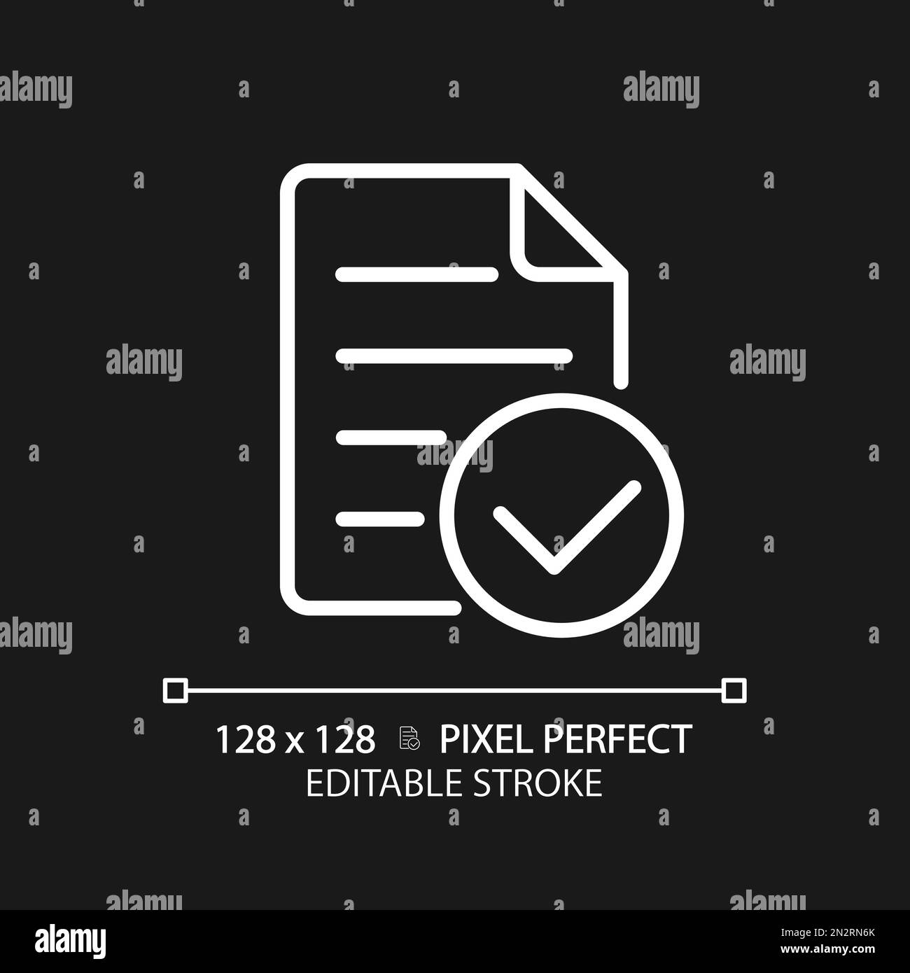 Document with check mark pixel perfect white linear icon for dark theme Stock Vector Image & Art ...