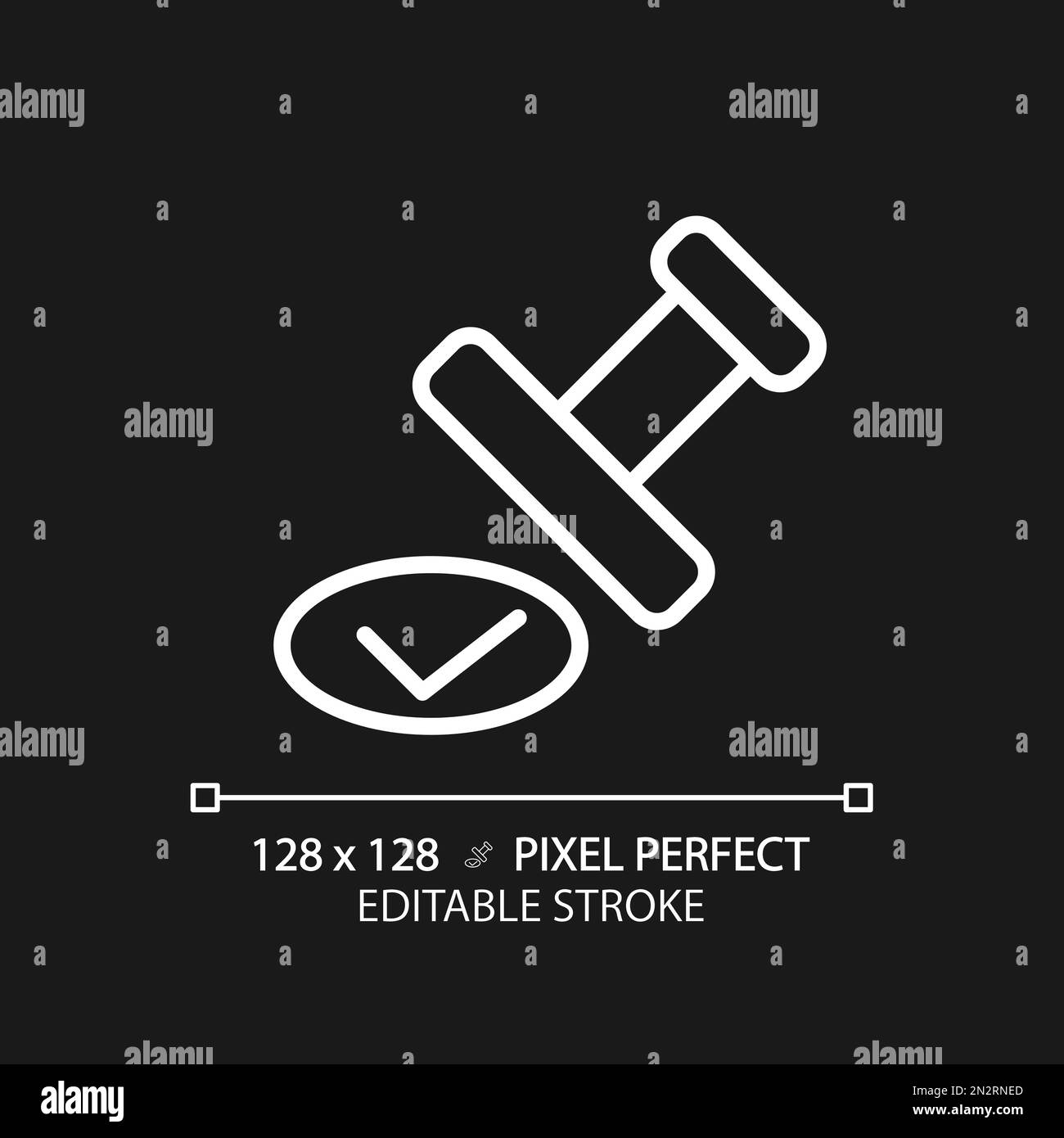 Approval stamp pixel perfect white linear icon for dark theme Stock ...