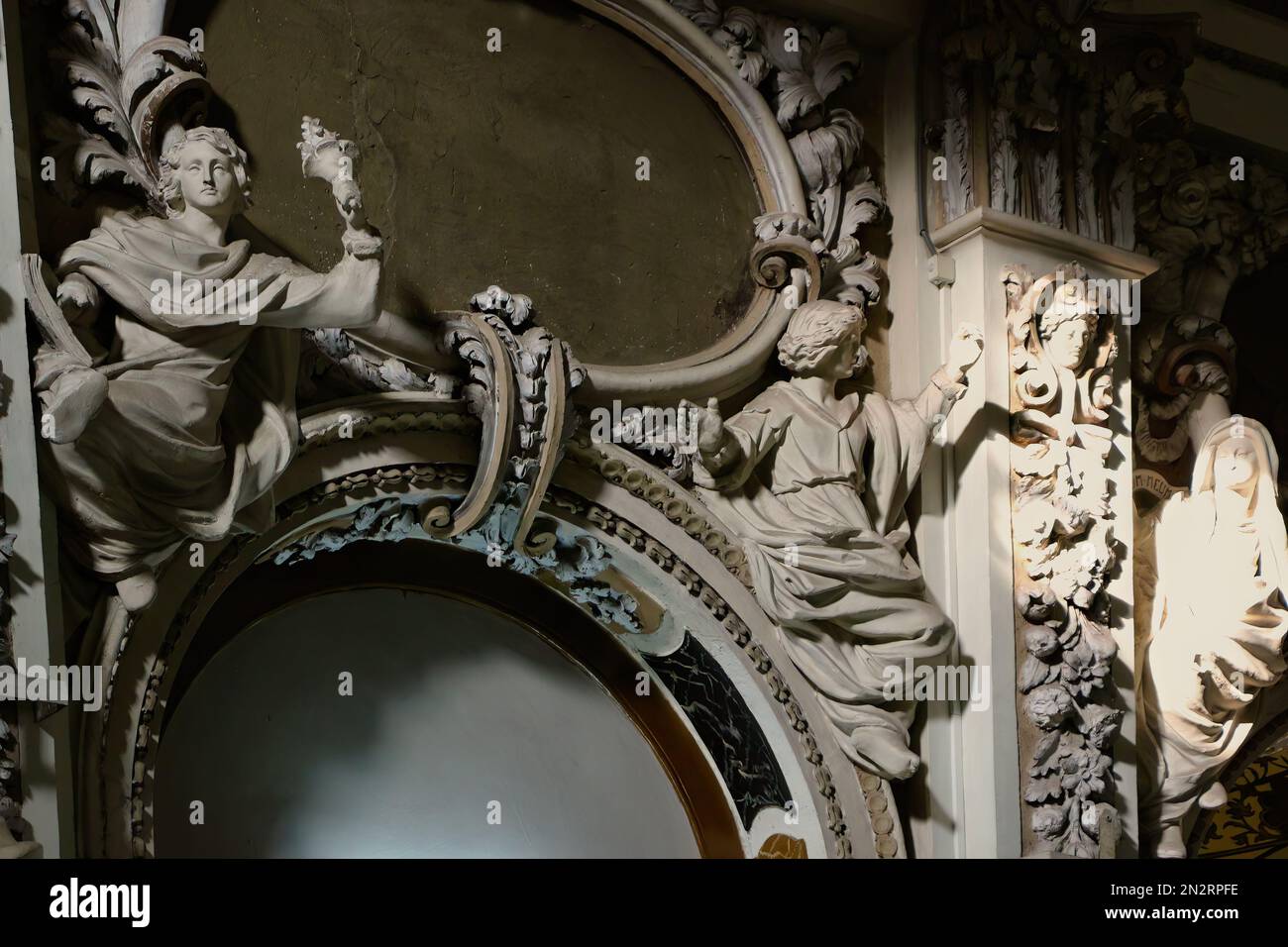 Detail of wall sculptures in the interior of Saint Johns church ...