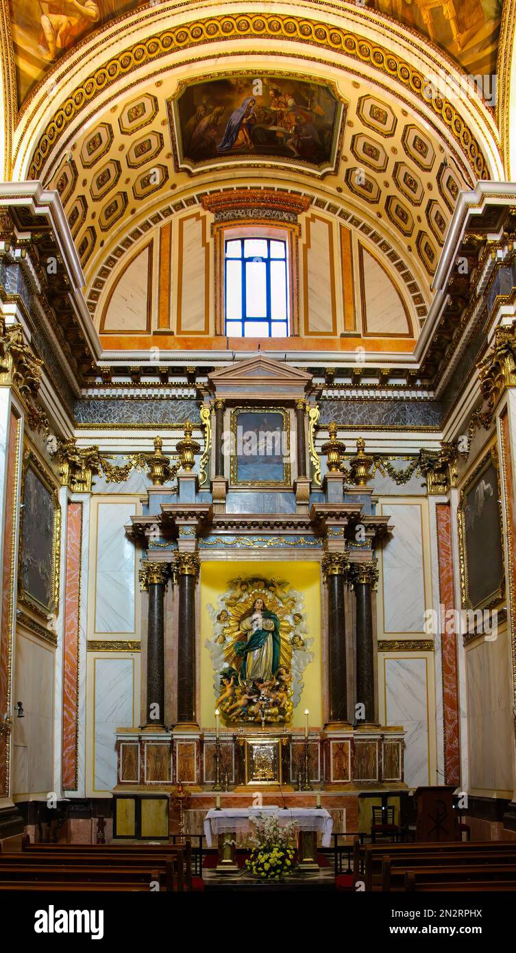 Chapel and altar in the interior of Saint Johns church Valencia Spain ...