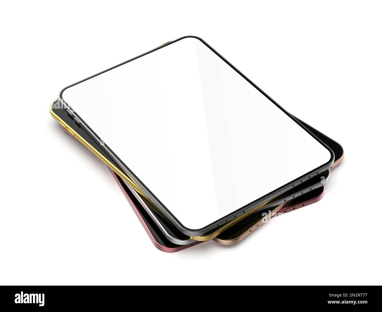 Stack of tablets with different colors on white background Stock Photo ...