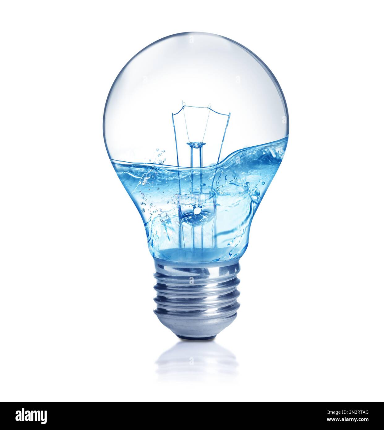 Light bulb with water splashes on white background. Alternative energy ...