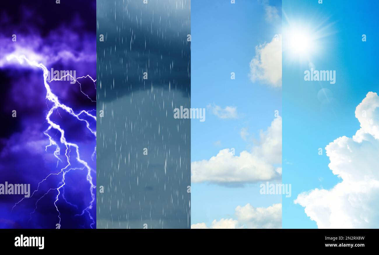 Photos of sky during different weather, collage Stock Photo - Alamy