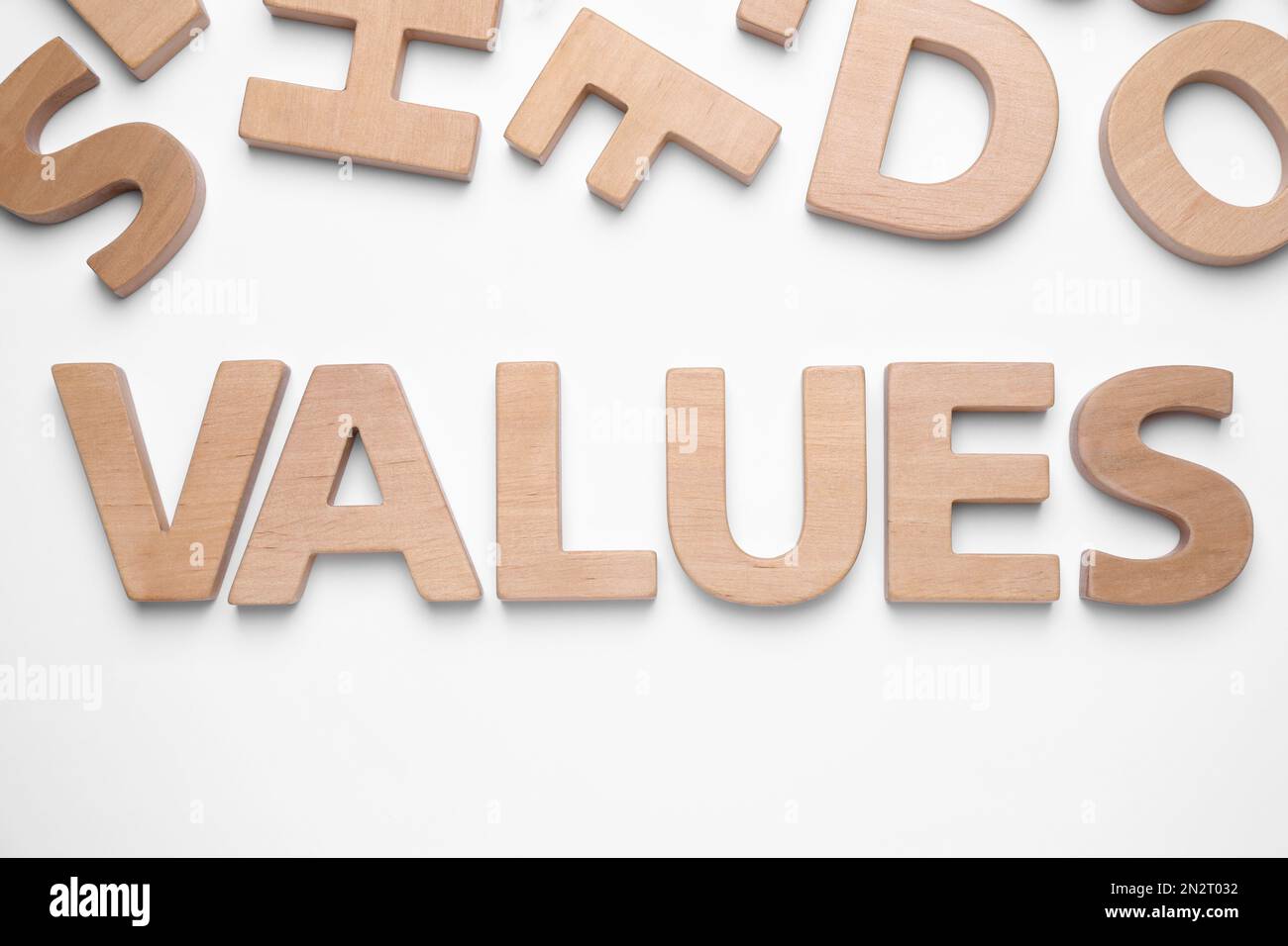 Word VALUES made of wooden letters on white background, top view Stock ...