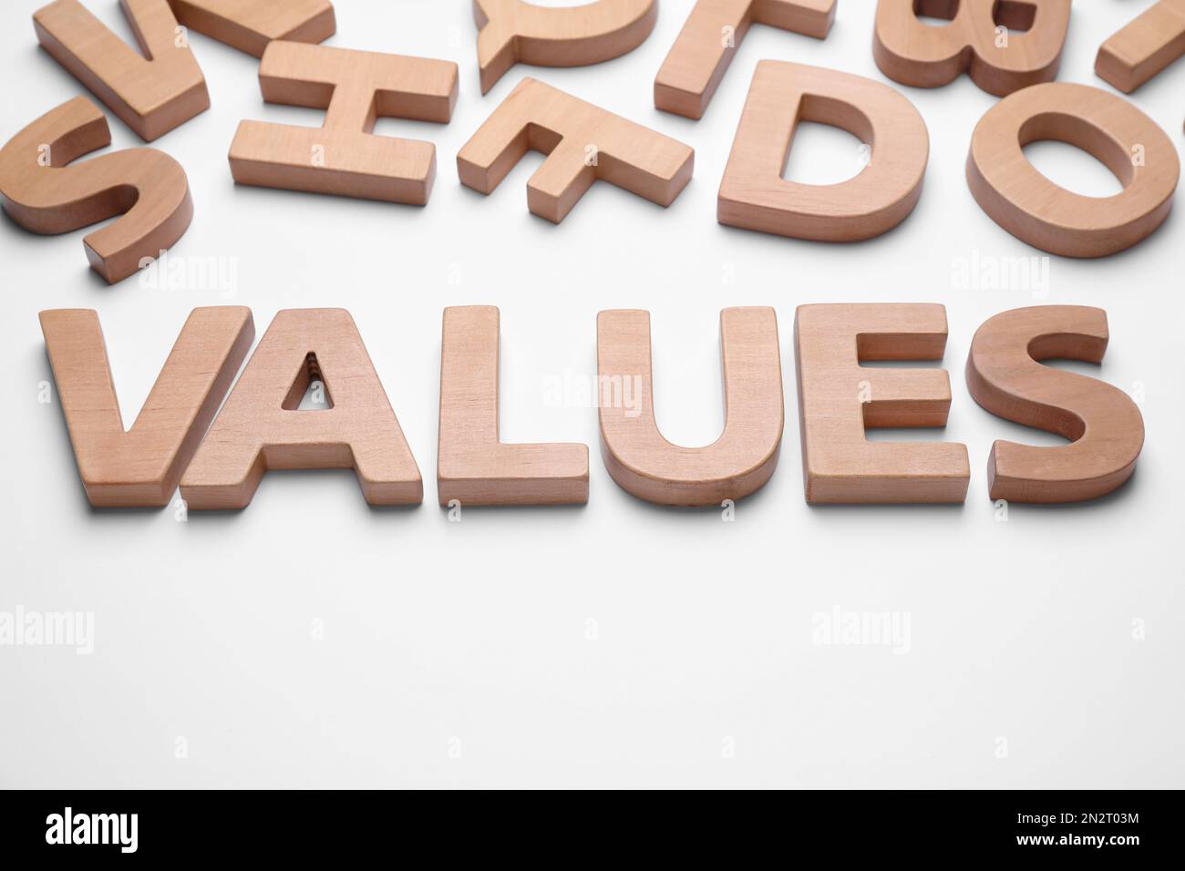 Word VALUES made of wooden letters on white background Stock Photo - Alamy