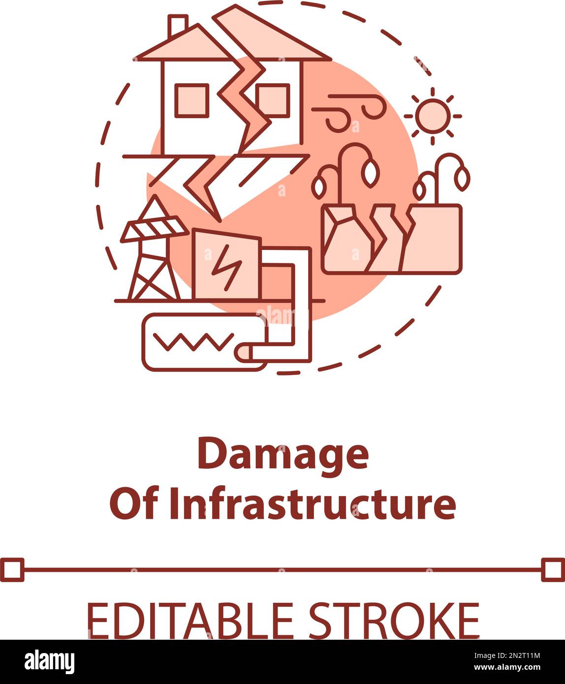 Damage of infrastructure red concept icon Stock Vector Image & Art - Alamy
