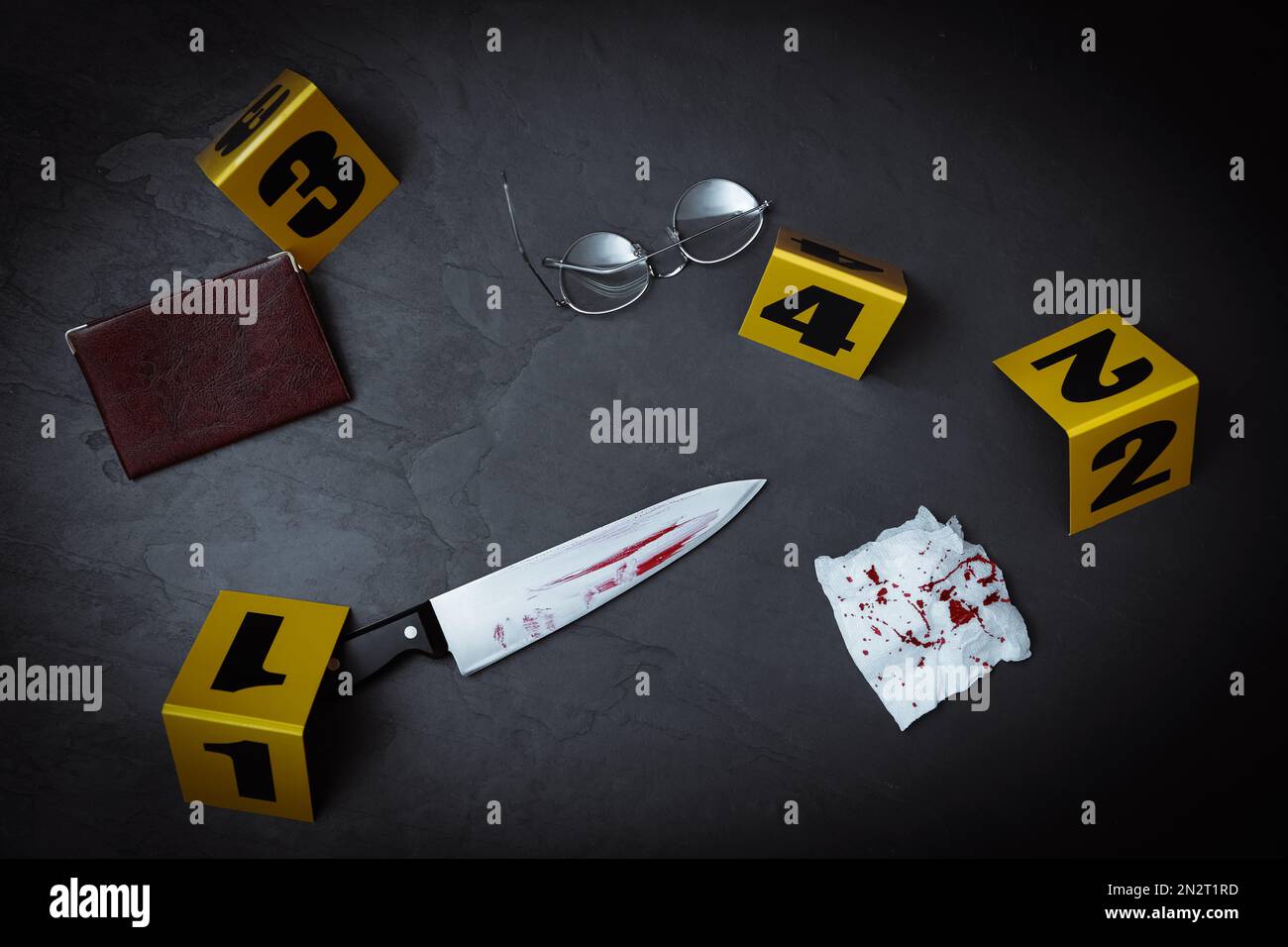 Crime scene evidences markers hi-res stock photography and images - Alamy