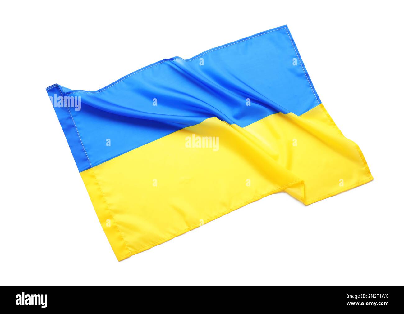 National flag of Ukraine isolated on white, top view Stock Photo - Alamy