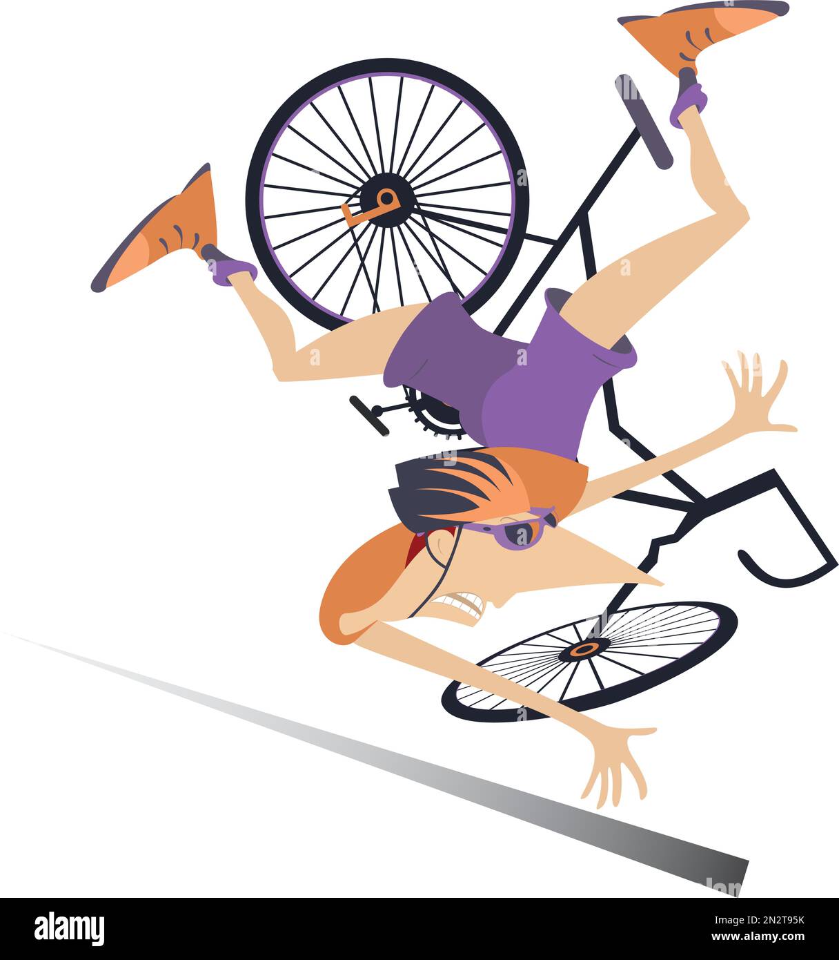 Cyclist falling down from the bicycle isolated illustration. Cyclist ...
