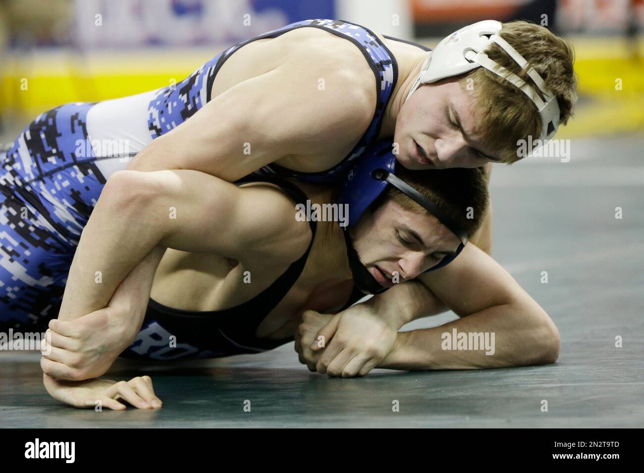 South Park's Jake Wentzel, top, grapples with Pius X's Michael Comunale ...