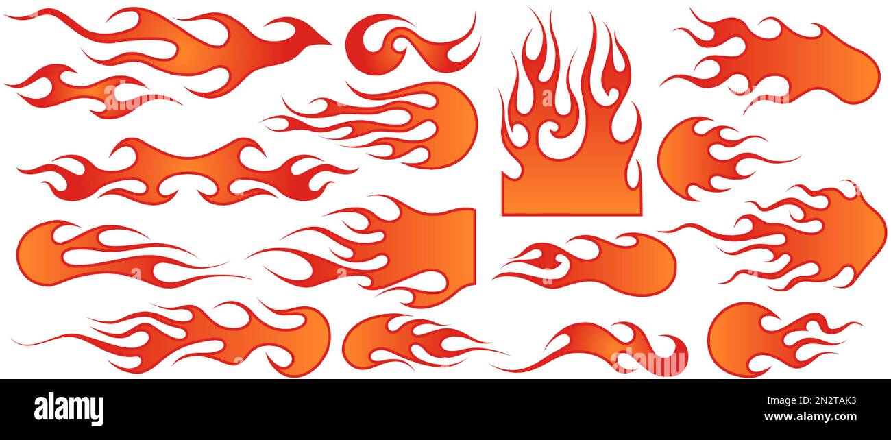 Flame decal. Tribal fire vinyl stickers for sport car or motorbike, hot ...