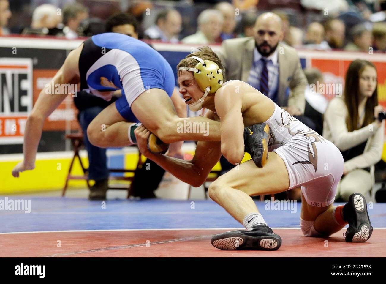 Bethlehem's Luke Karam, right, lifts Downingtown East's Wade Cummings ...