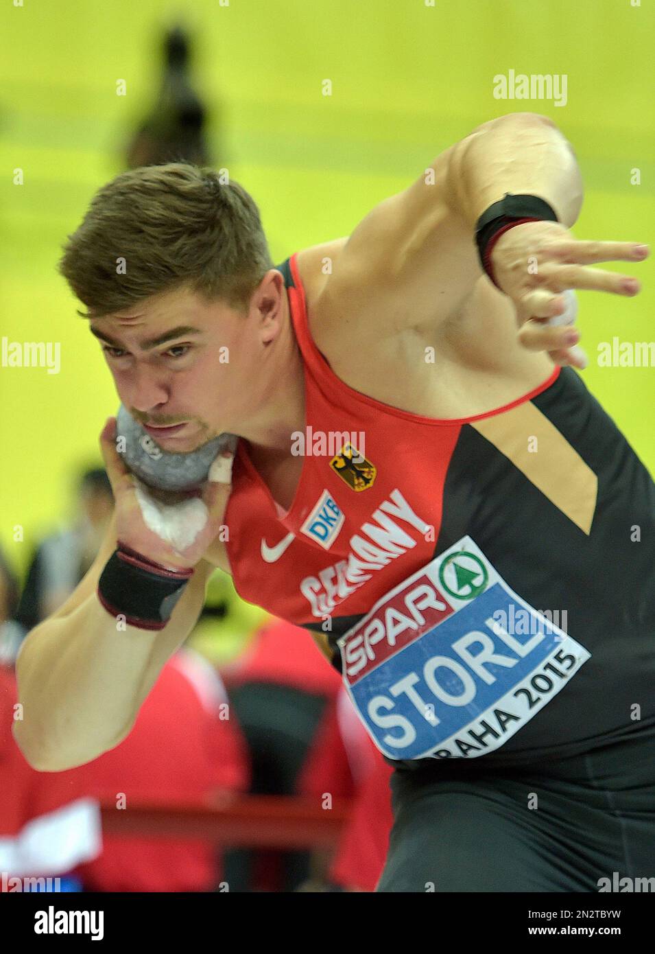 Germany's David Storl makes an attempt as he wins the gold medal in the ...