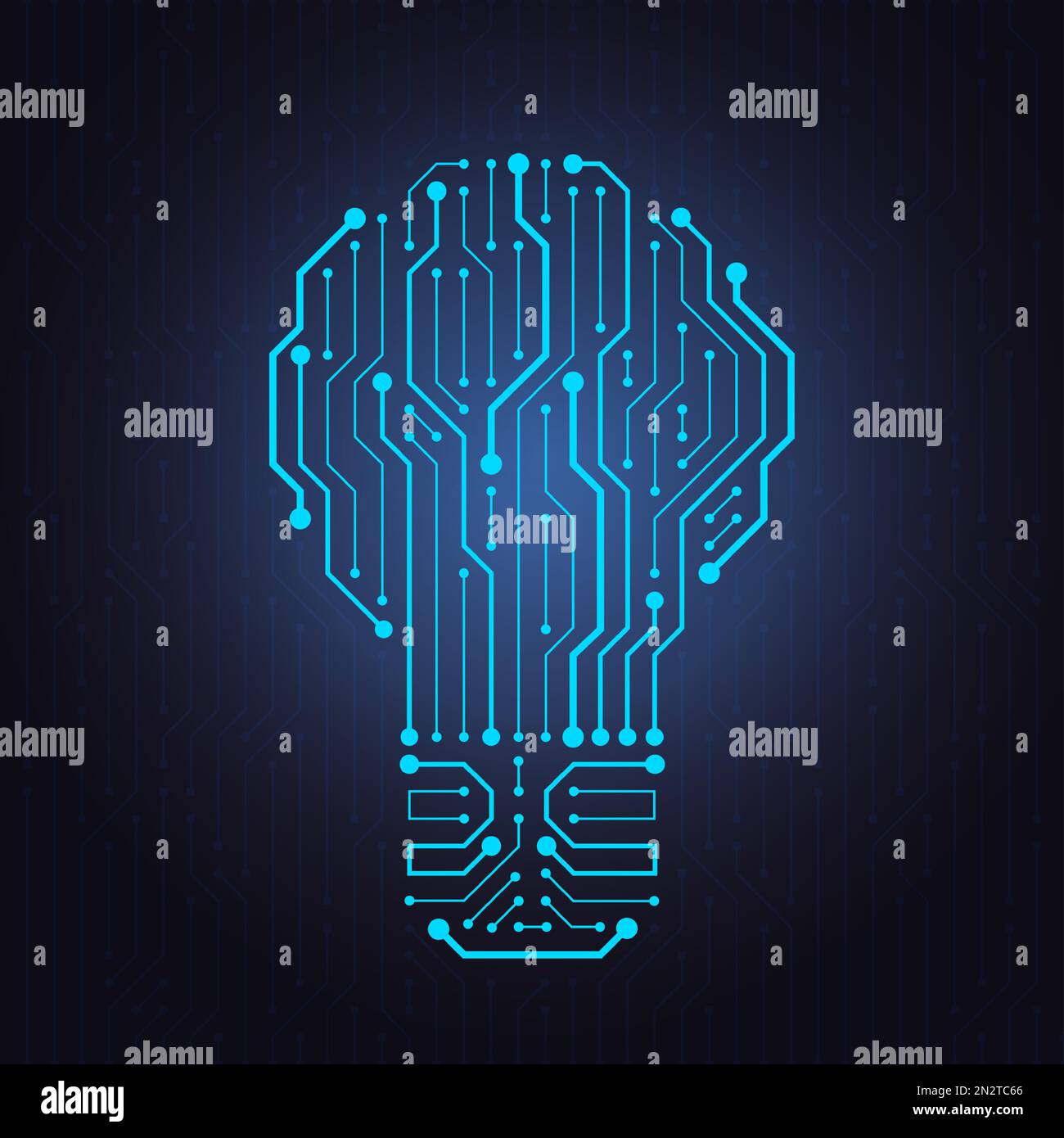 Circuit board light bulb. Tech idea, digital artificial Intelligence ...