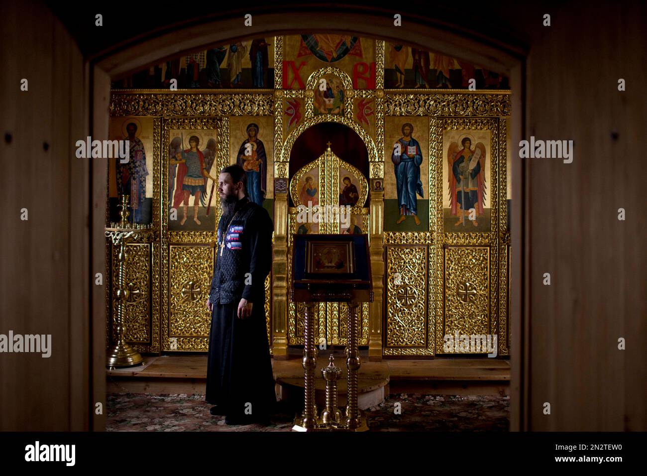In this Jan. 29, 2015 photo, 38-year-old Russian Orthodox priest Sophrony Kirilov poses for a ...