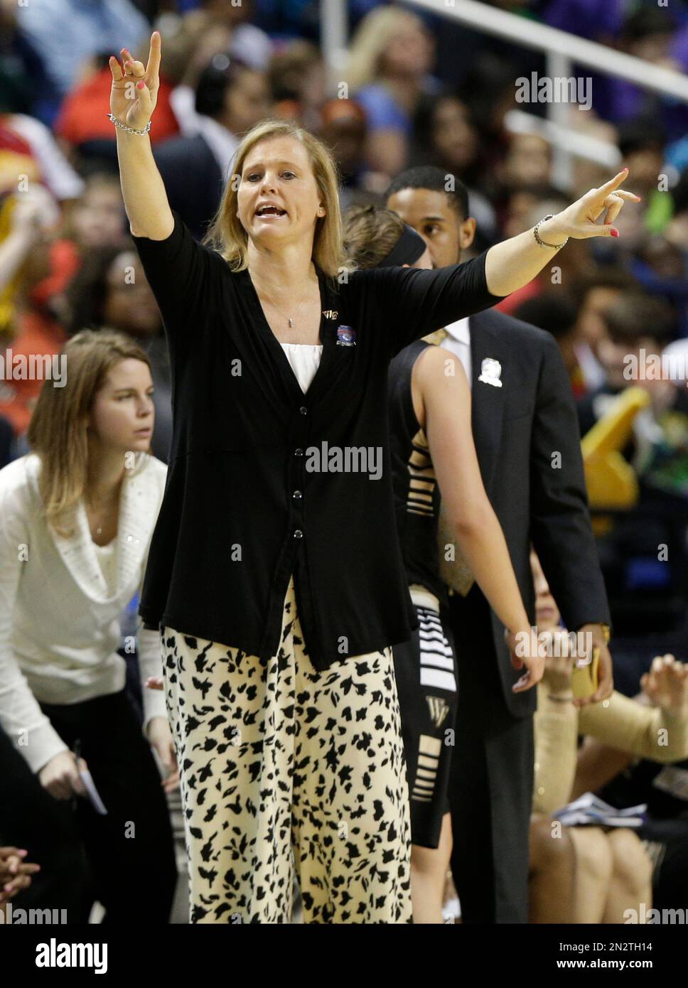 Wake Forest head coach Jen Hoover directs her team against Syracuse ...