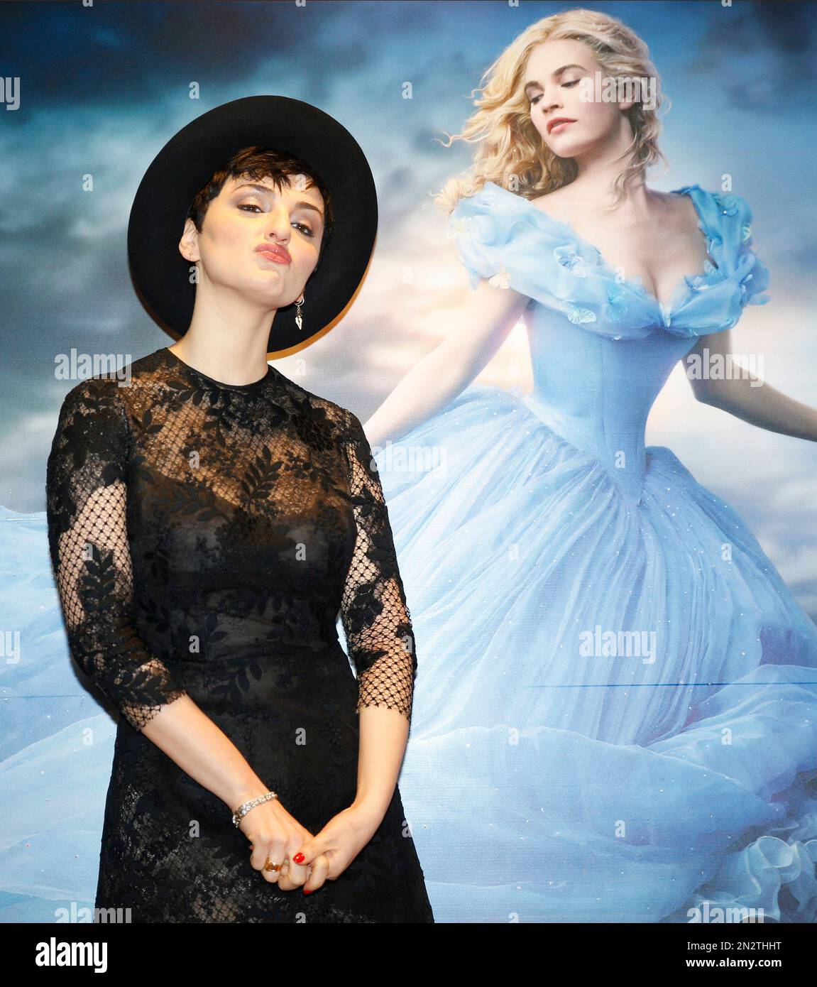 Italian singer Arisa poses during a photo call for the new Disney movie ...