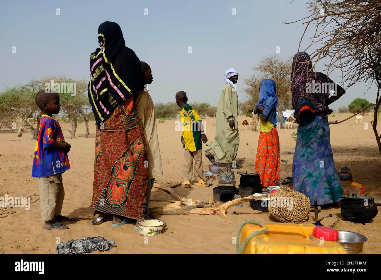 Chadians who fled the Lake Chad shore village of N'Gouboua stand in ...