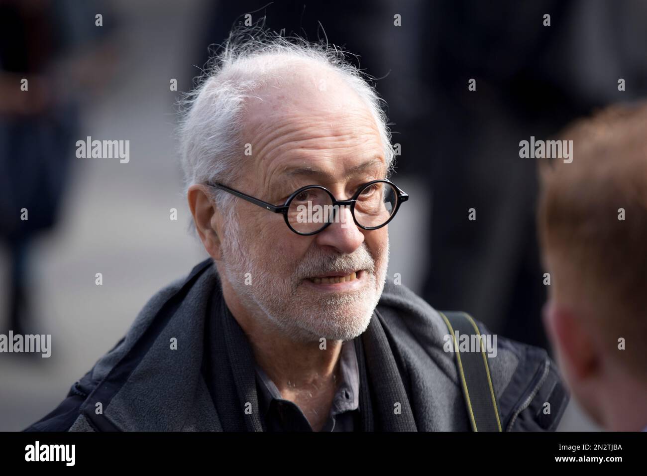 German-born artist Hans Haacke gives a television interview after his ...