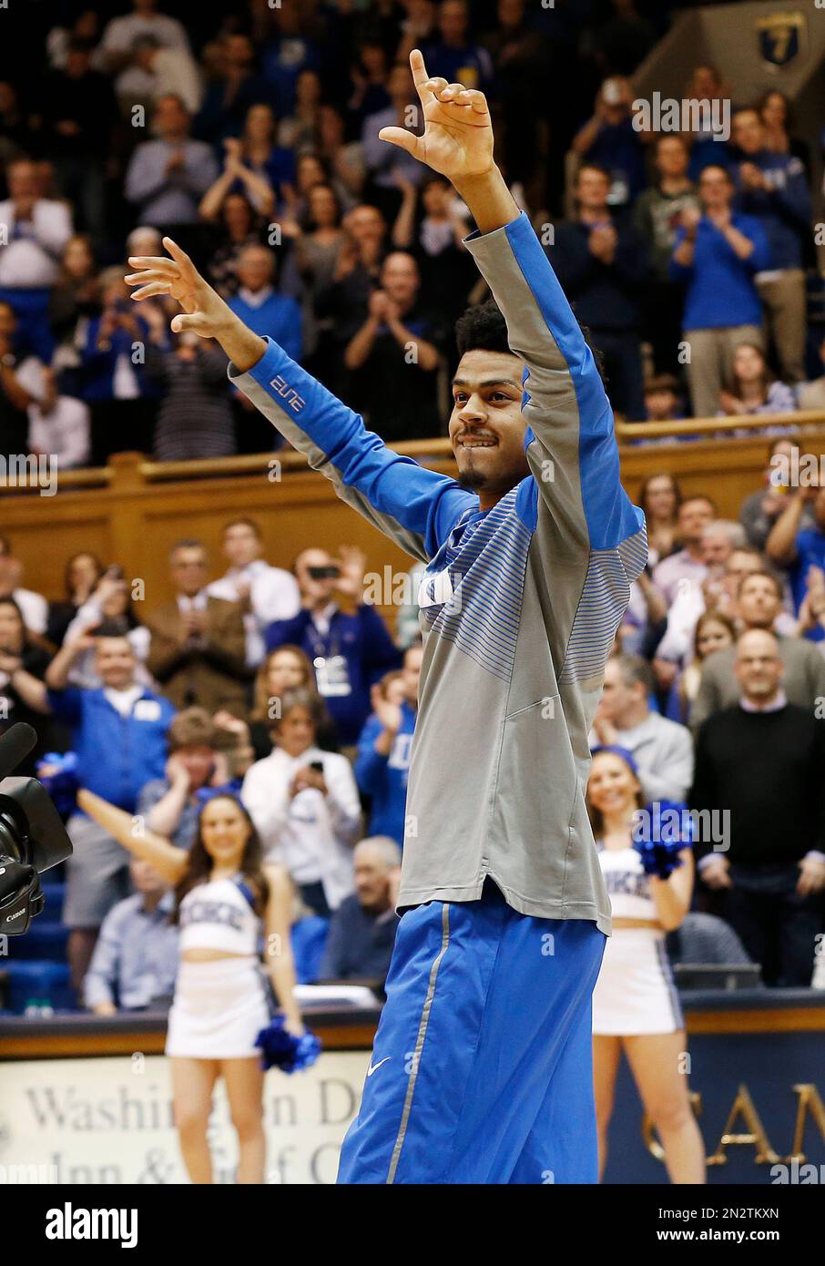 Duke's Quinn Cook is recognized in a ceremony as part of Senior Night ...