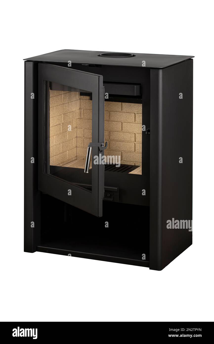 Modern fireplaces for heating from metal and heat-resistant glass ...