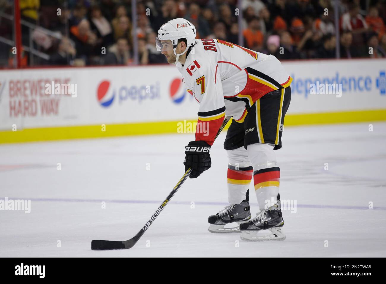 Calgary Flames' T.J. Brodie in action during an NHL hockey game against ...