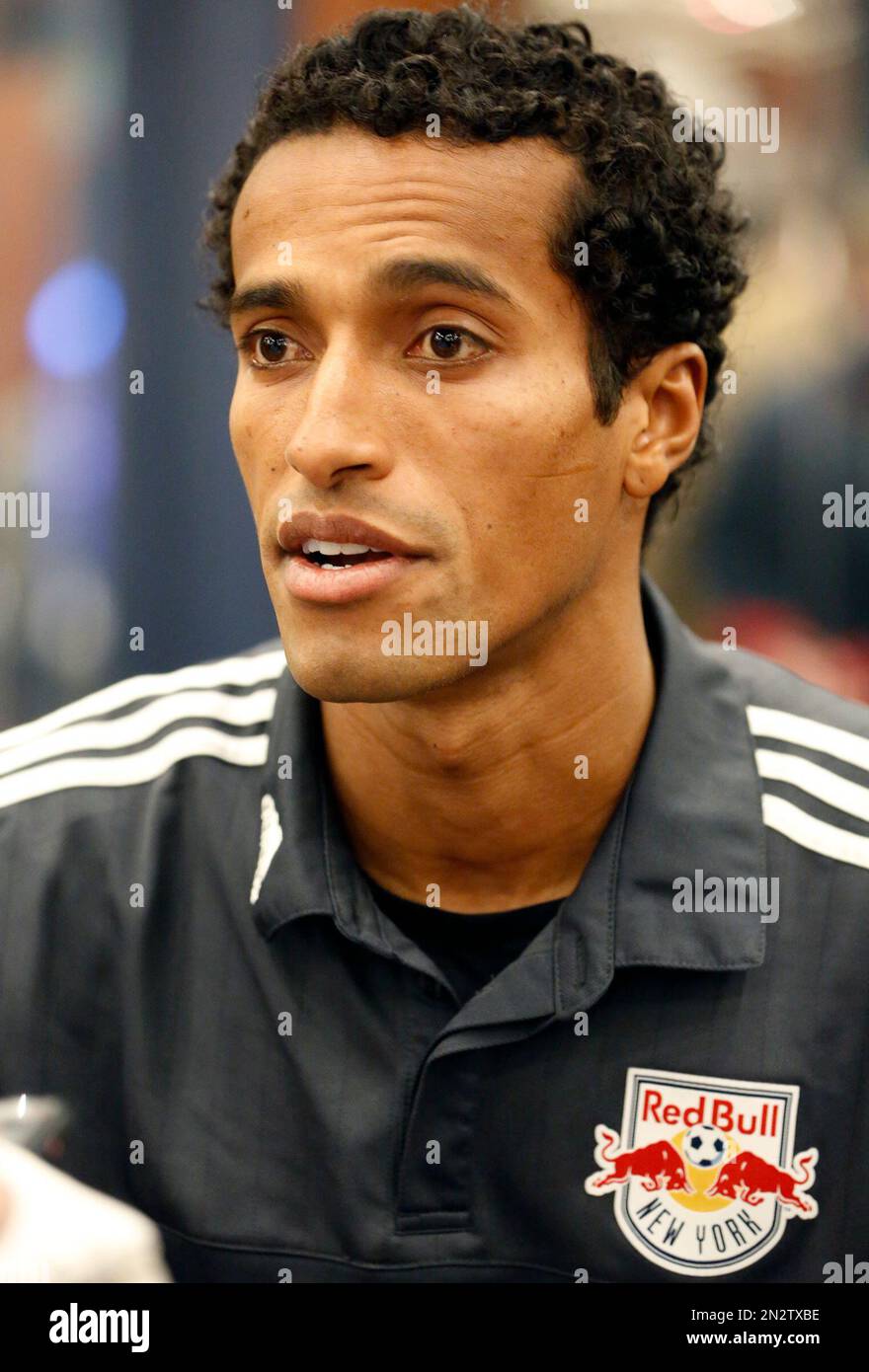 New York Red Bulls defender Roy Miller of Costa Rica speaks to ...