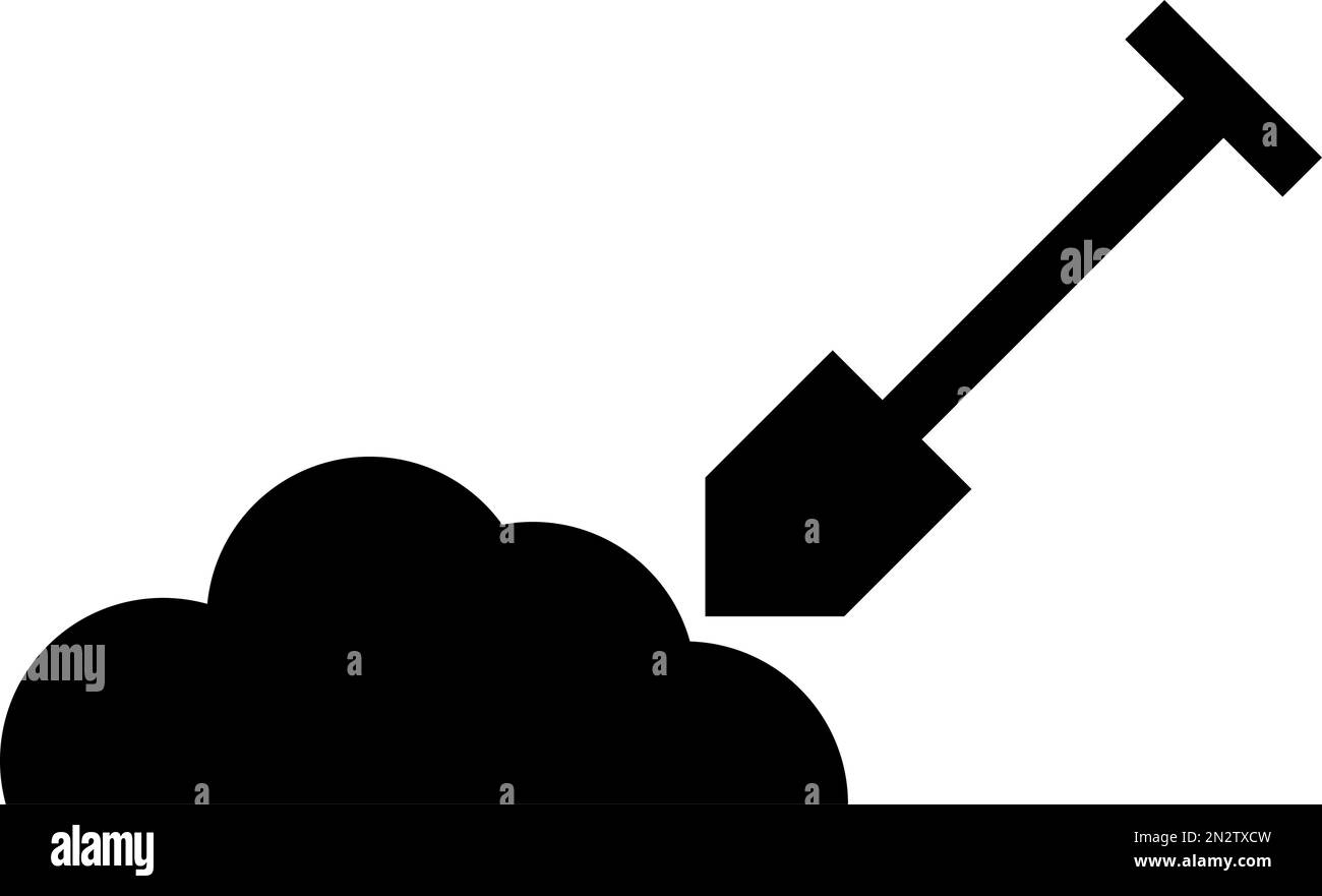 Dirt and shovel silhouette icon. Digging soil. Editable vector Stock ...